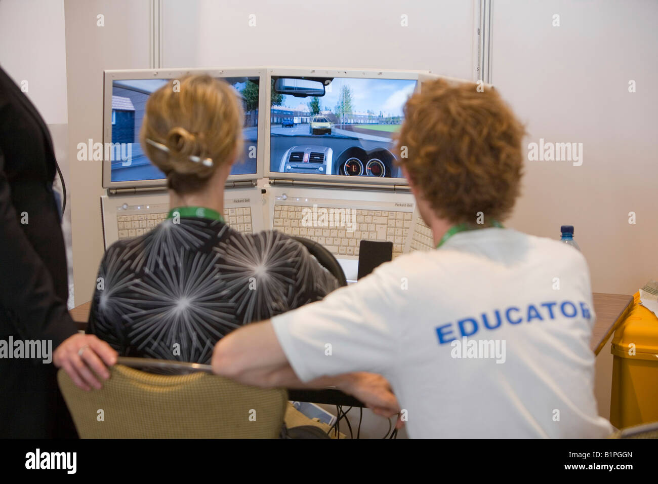 A computer simulation driving program being used to show drivers how to ...