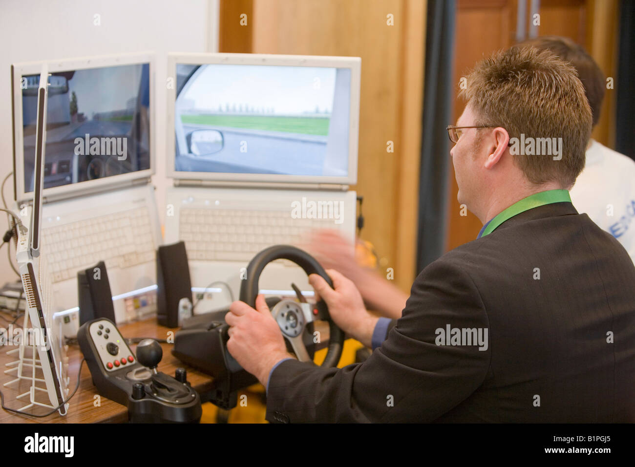 A computer simulation driving program being used to show drivers how to ...