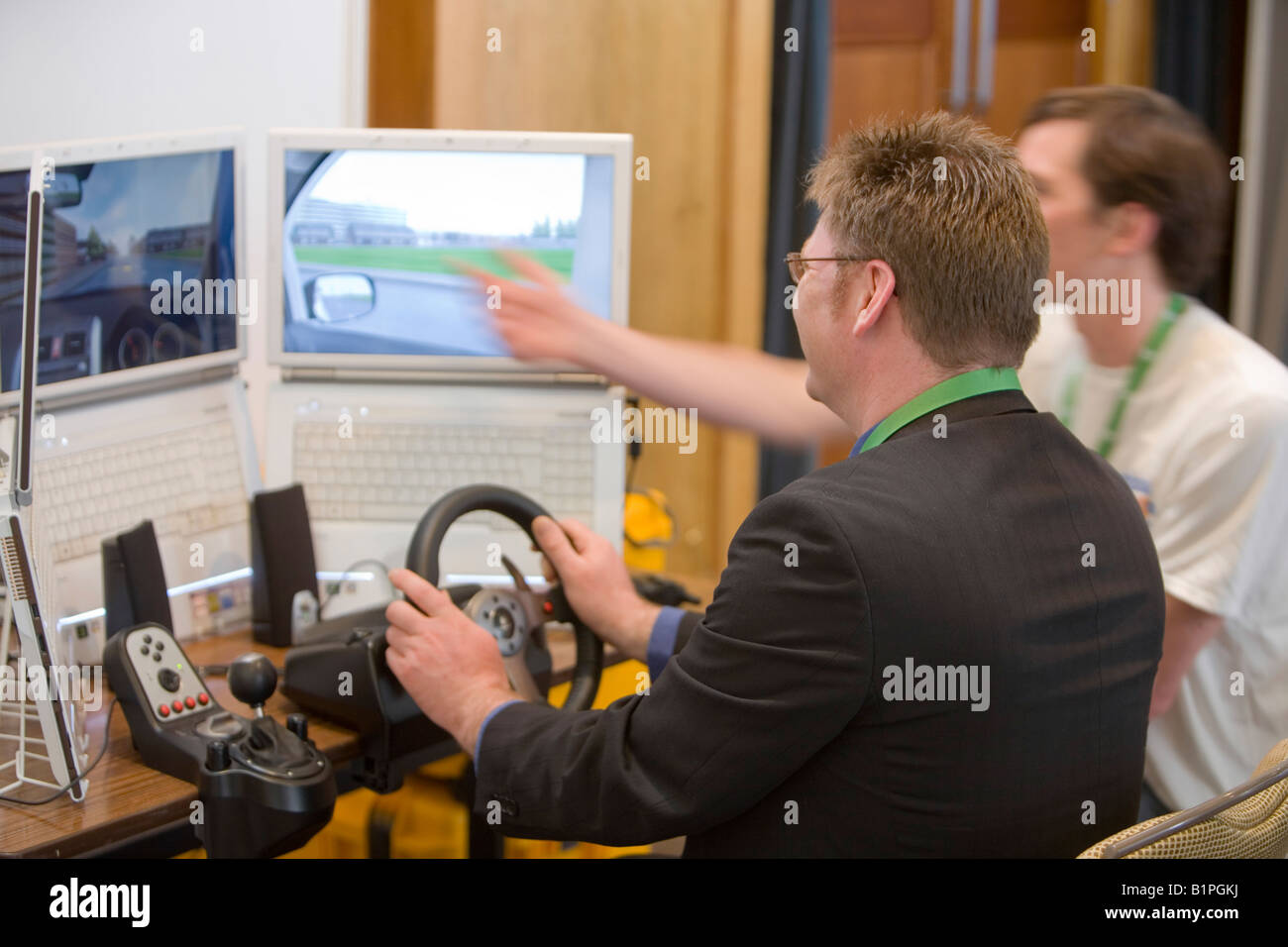 A computer simulation driving program being used to show drivers how to ...