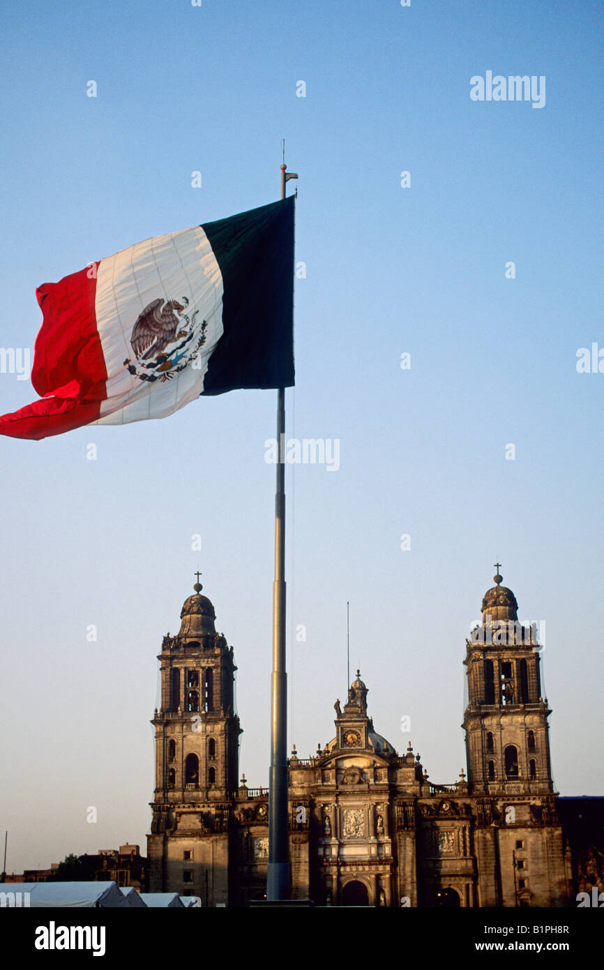 Mexico National Flag in Mexico City Zocalo Square and National ...