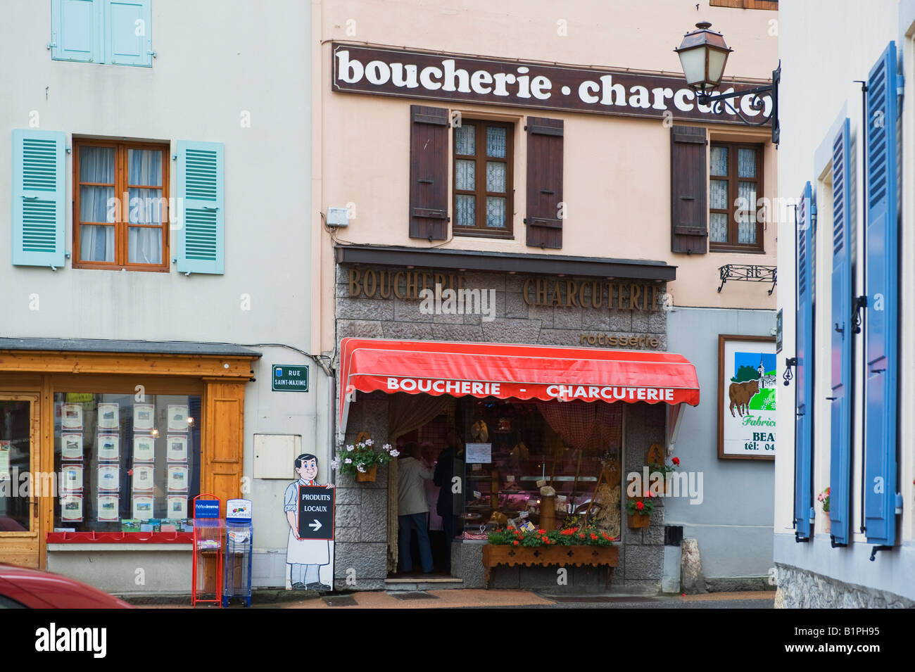 butcher charcuterie shop in the town of beaufort in savoie france Stock ...