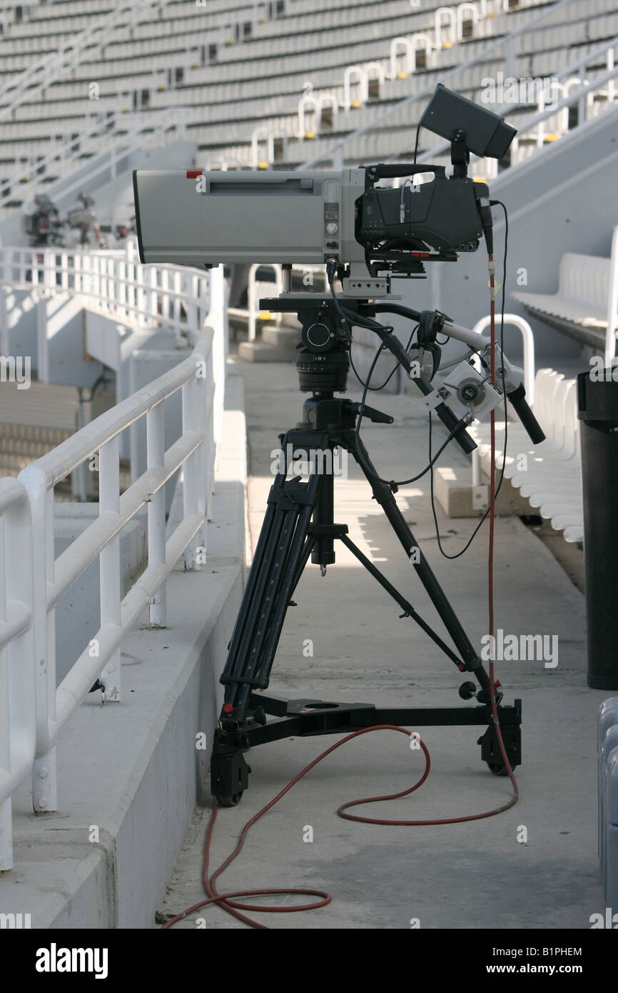 broadcasting camera and stadium seats tiers empty detail from athens ...
