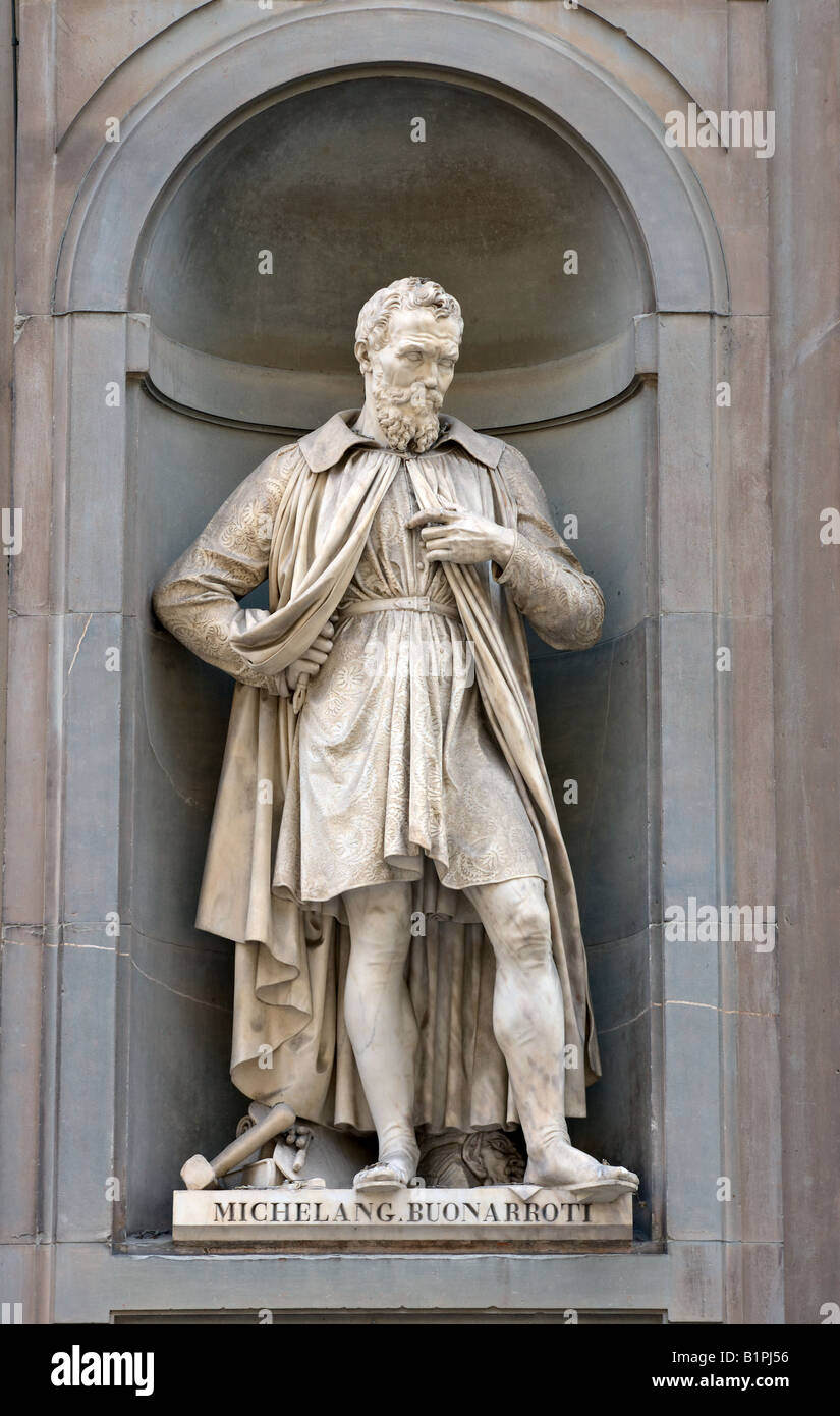 Michelangelo Buonarroti statue outside Uffizi Florence Italy Created ...