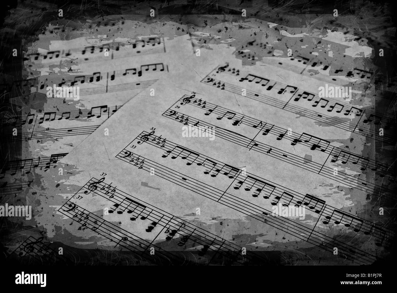great image of musical notes on parchment paper Stock Photo - Alamy