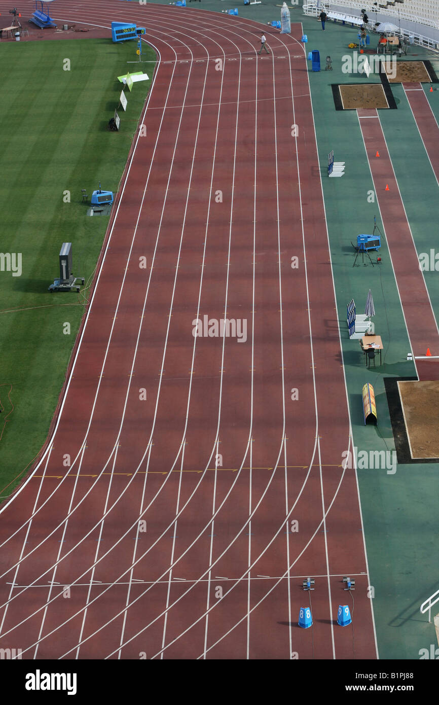 stadium houndred meters sports track lanes and long jump detail from ...
