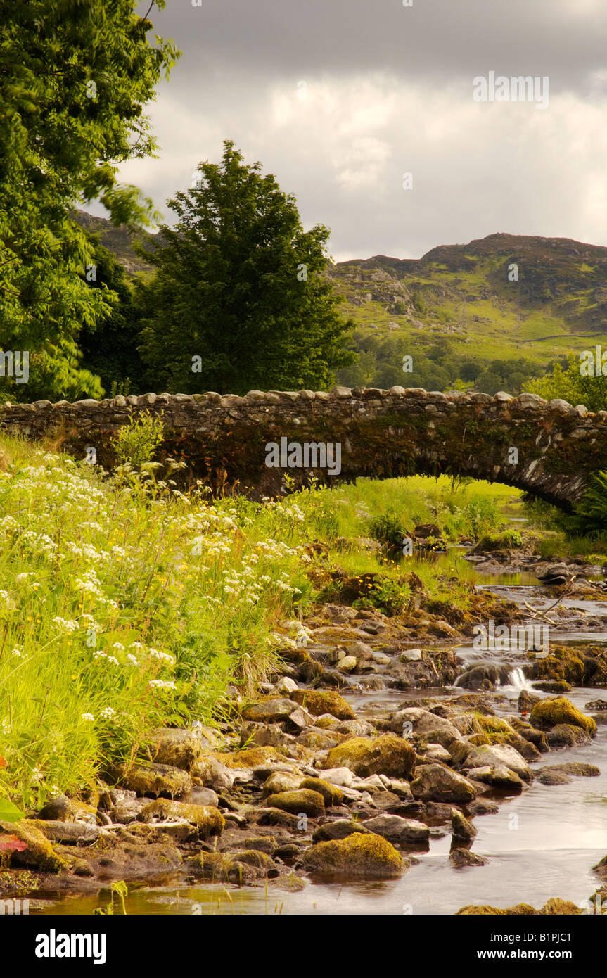 The old packhorse bridge at Watendlath tarn Keswick Cumbria UK Stock ...