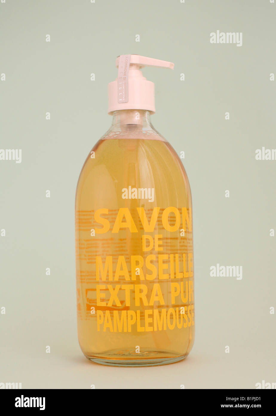 Bottle of French brand Savon de Marseille liquid hand soap Stock Photo ...