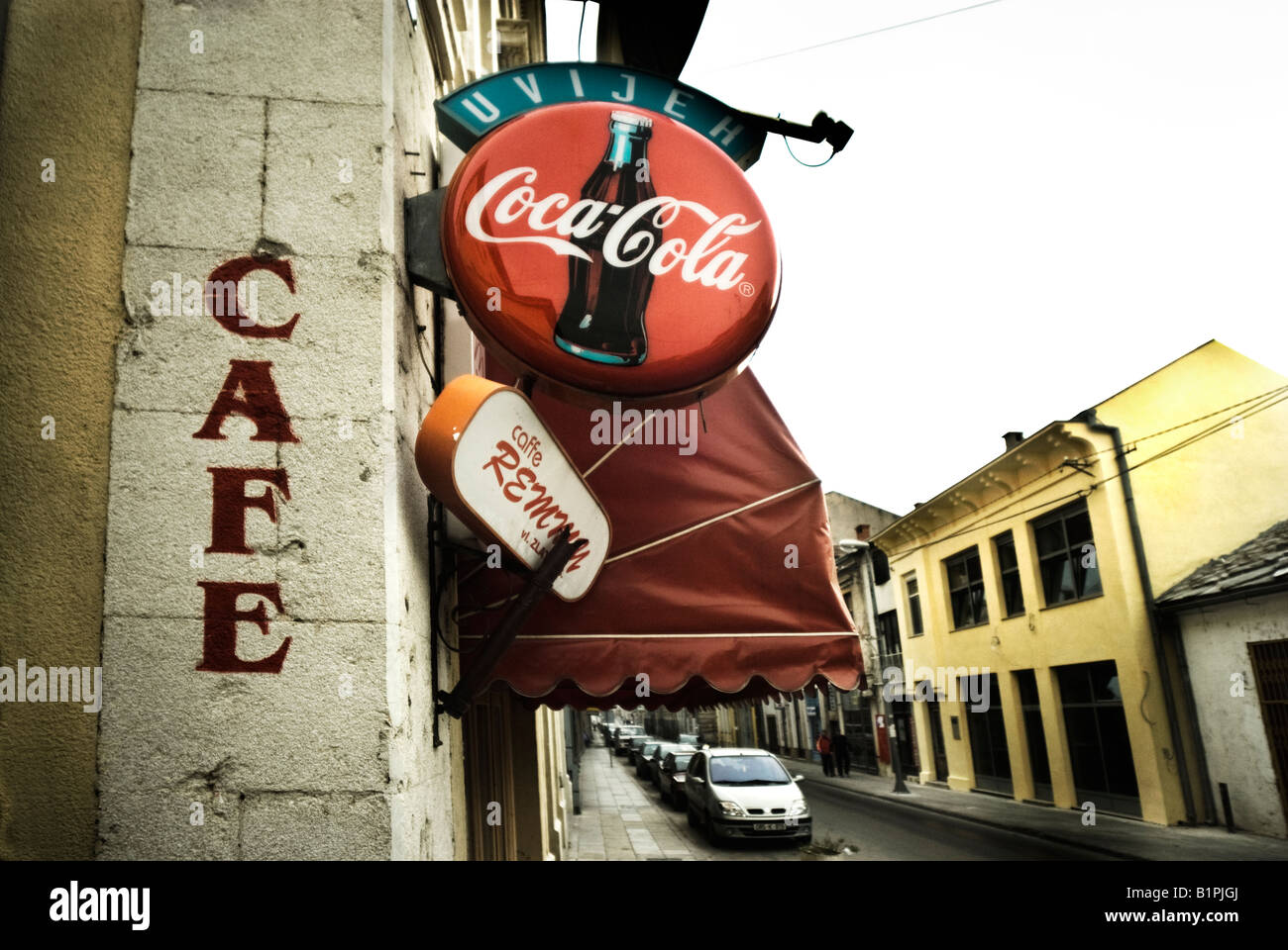 Cafe sign in Mostar, Bosnia & Herzegovina Stock Photo - Alamy