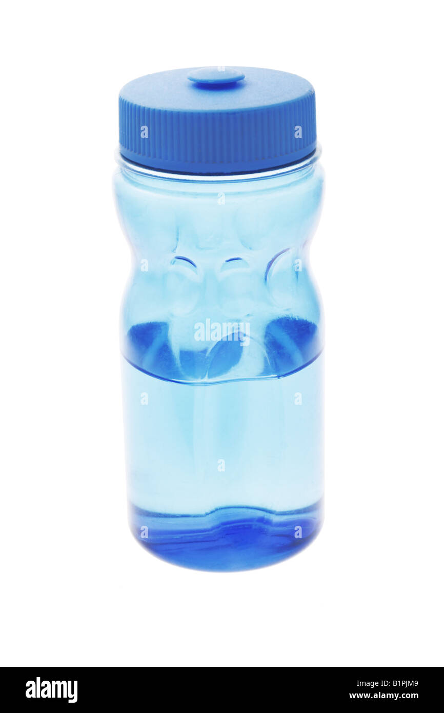 Half empty drinking water bottle on white background Stock Photo - Alamy