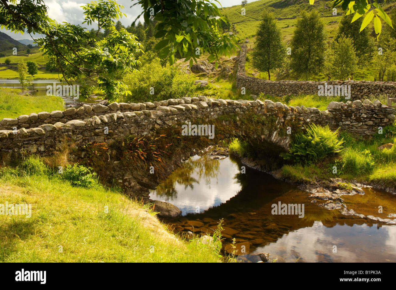 The old packhorse bridge at Watendlath Tarn Keswick Cumbria UK Stock ...