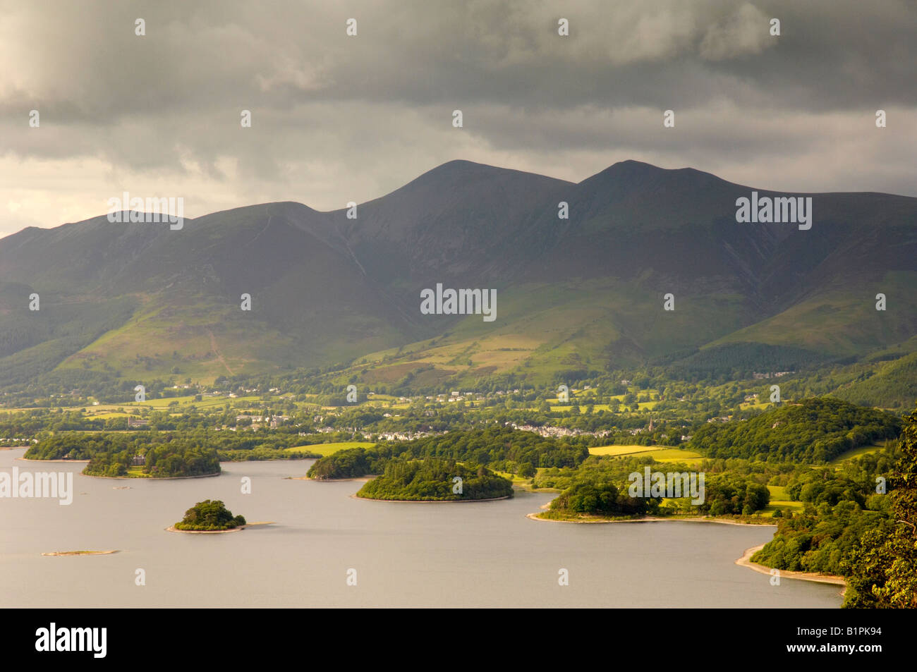 Derwentwater and Keswick from surprise view Lake District Cumbria UK ...
