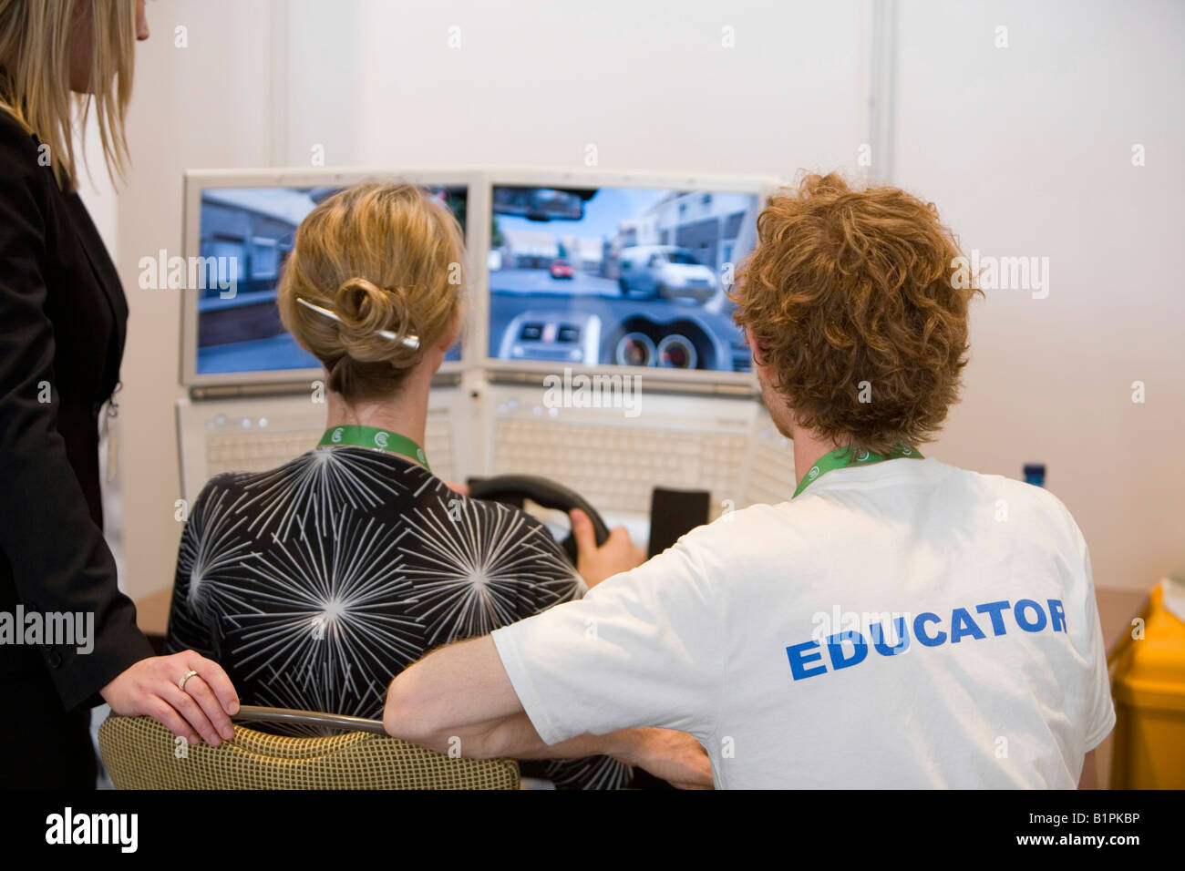 A computer simulation driving program being used to show drivers how to ...