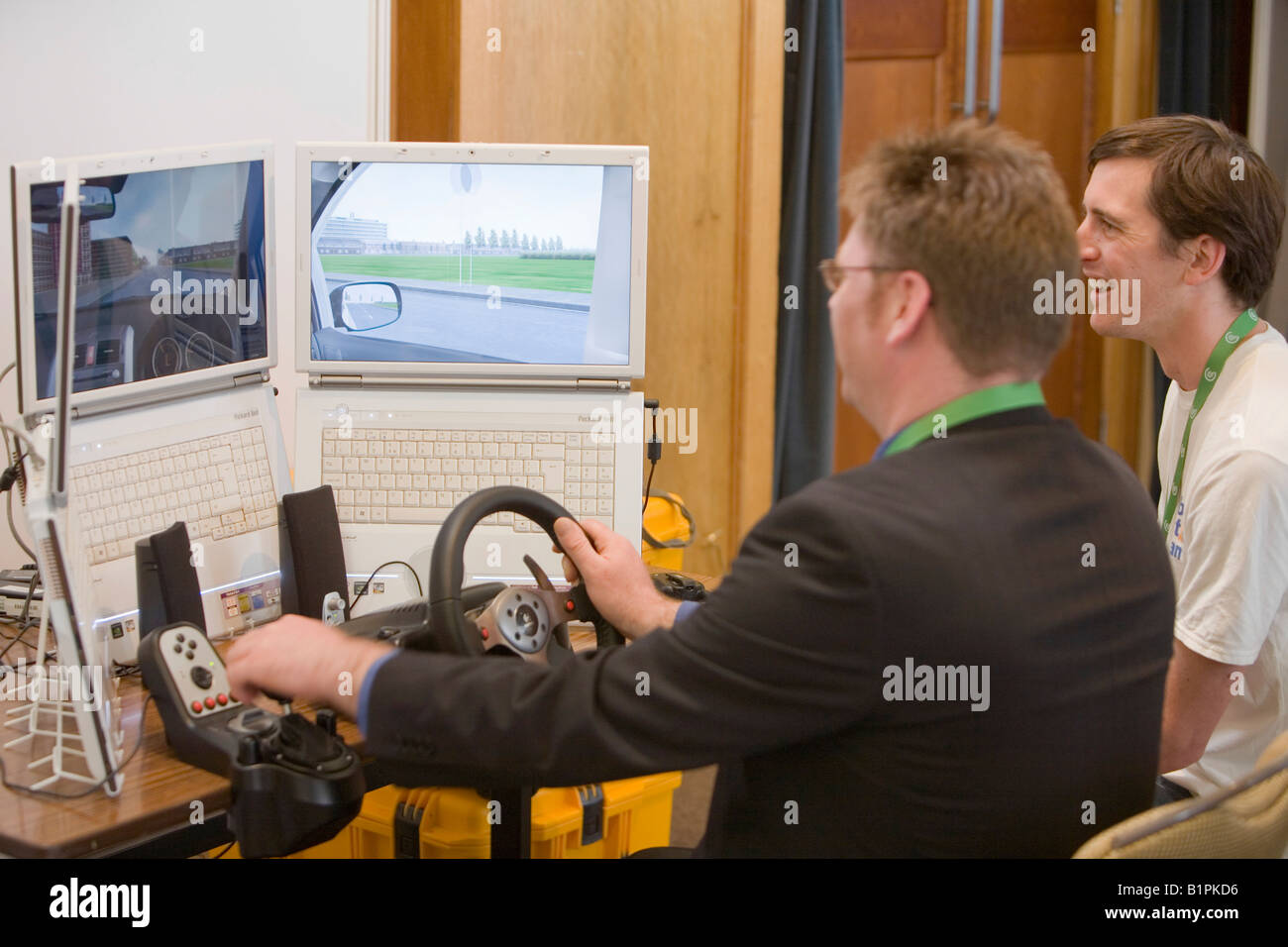 A computer simulation driving program being used to show drivers how to ...