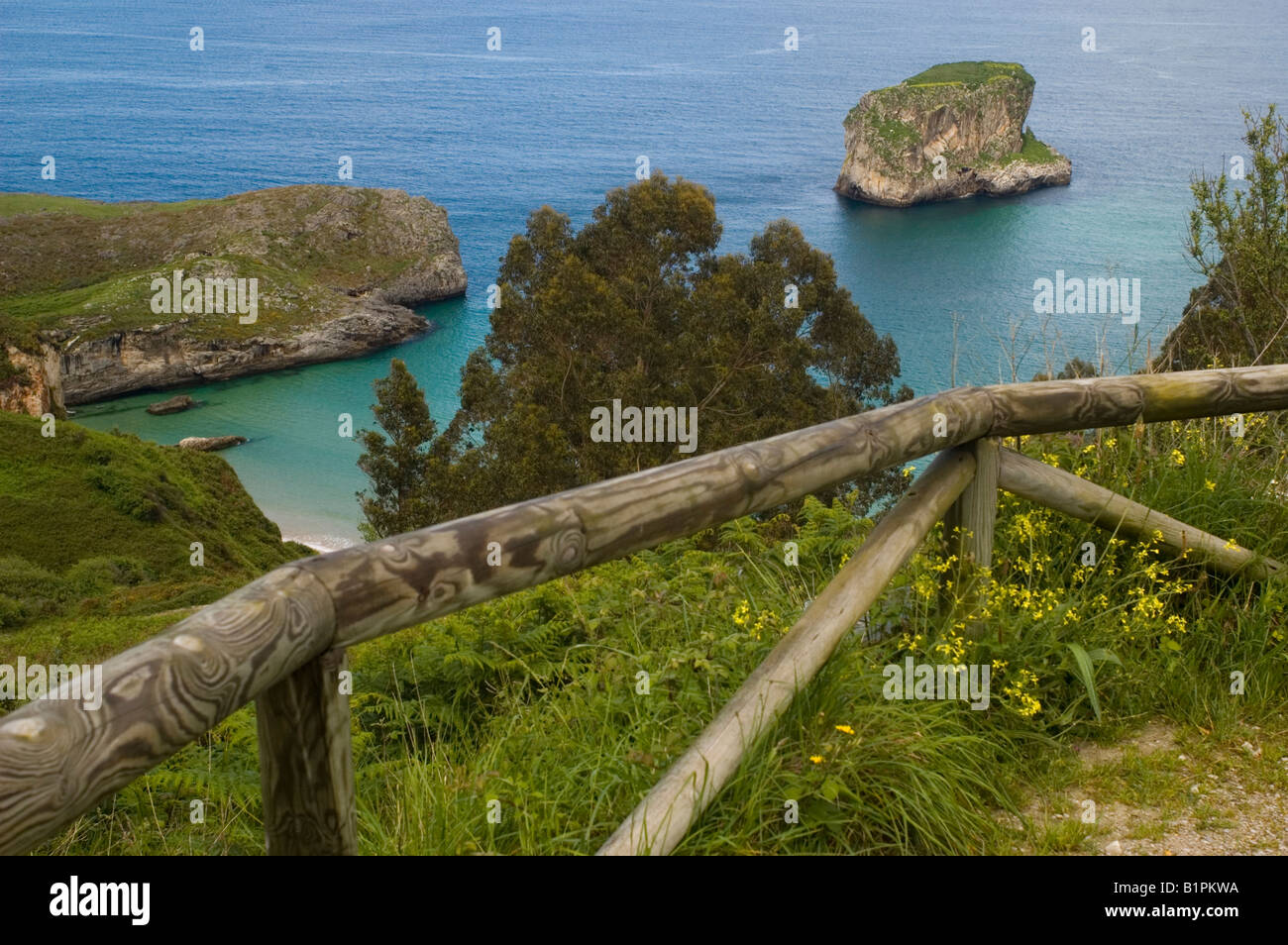 Castro islet in Ballota beach near LLANES Asturias region SPAIN Stock ...