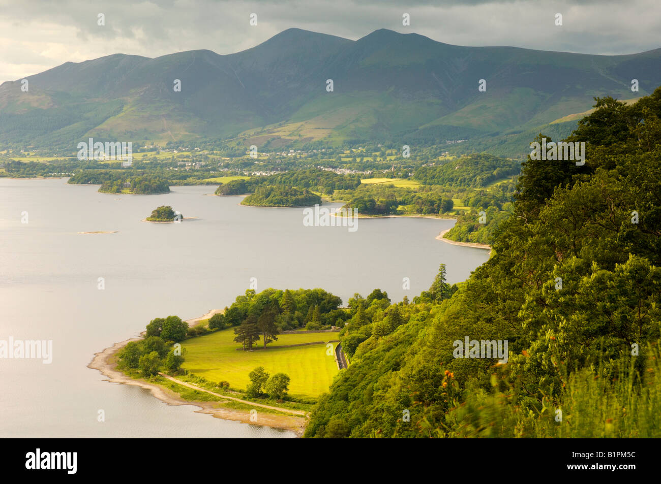 Derwentwater and Keswick from surprise view Lake District Cumbria UK ...