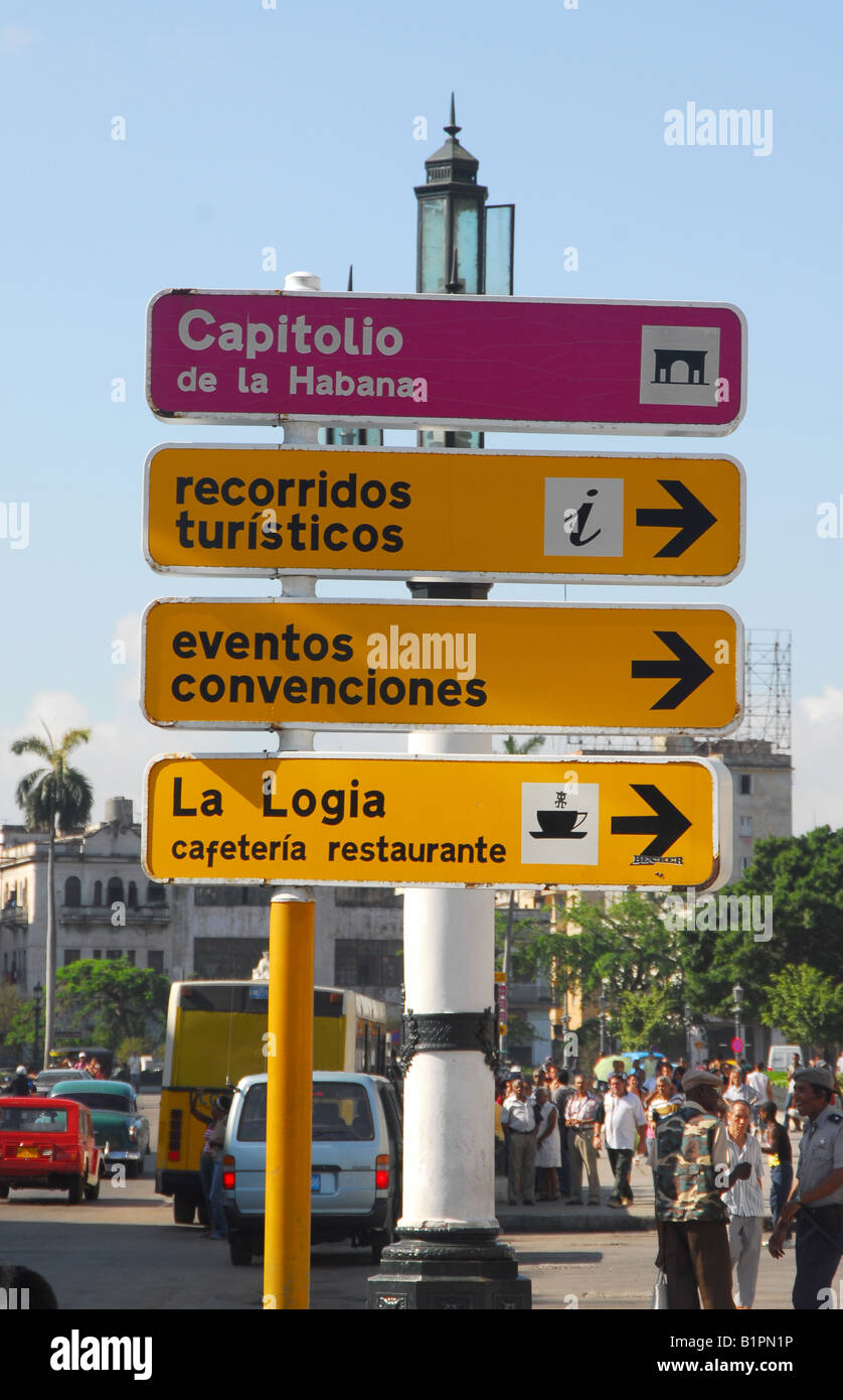 Havana Cuba, a sign of changing times - signs to tourist destinations ...