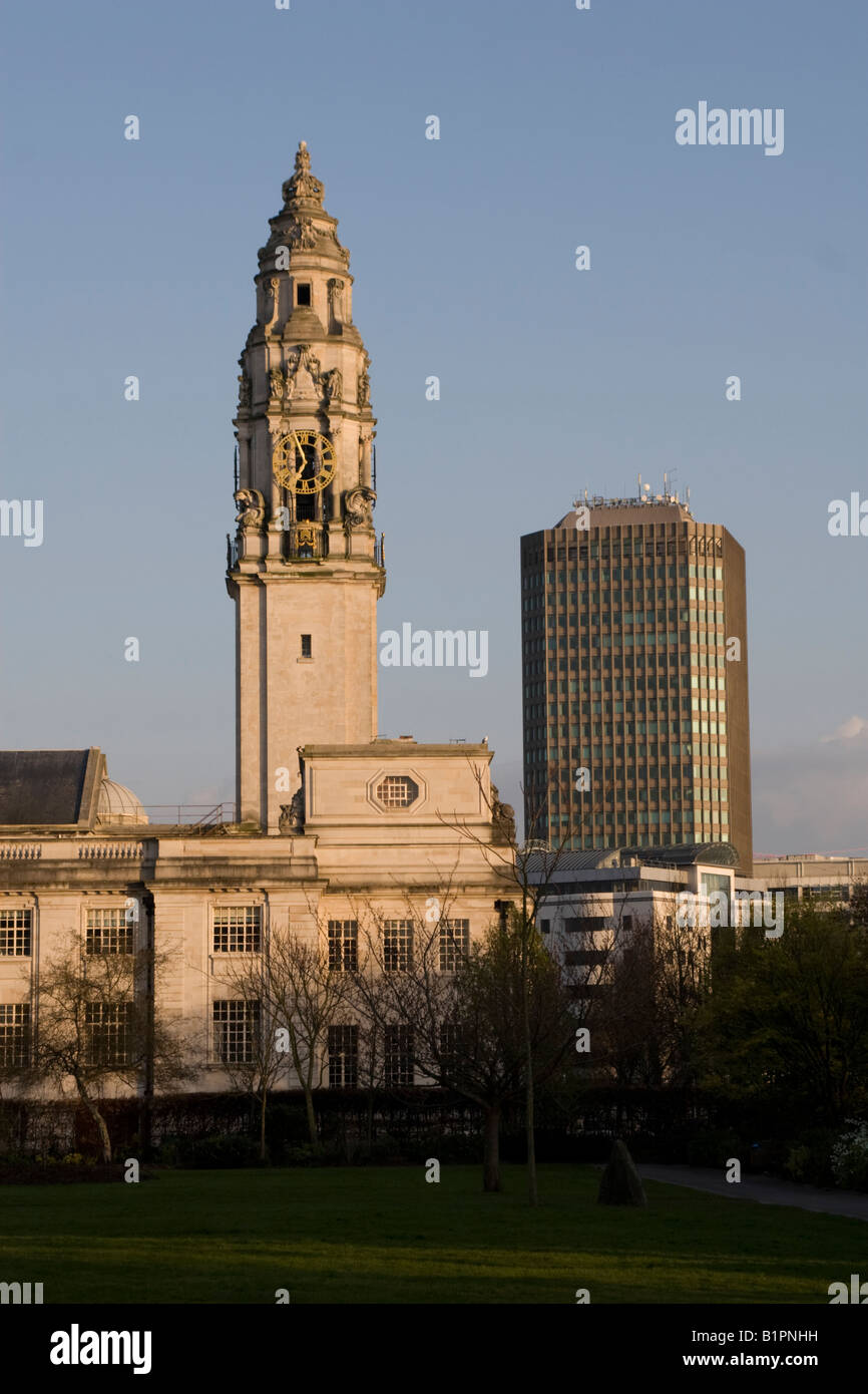 Cardiff City Hall and Capitol Tower Stock Photo - Alamy