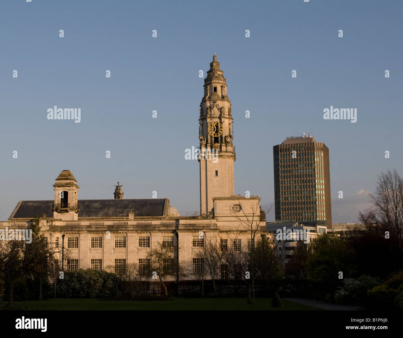 Cardiff City Hall and Capitol Tower Stock Photo - Alamy