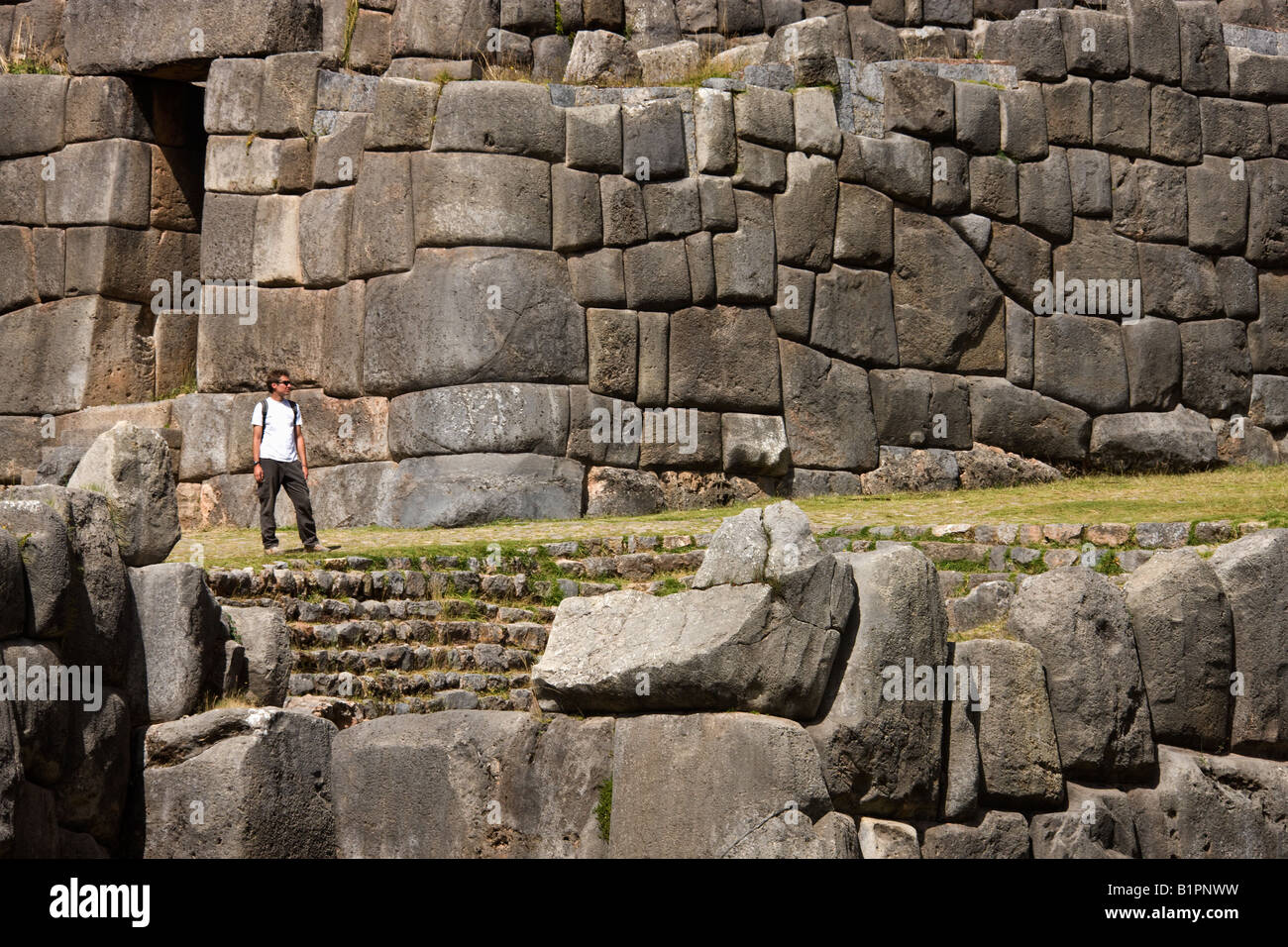 Inca stonework at Sacsayhuaman near Cuzco in Peru Stock Photo - Alamy