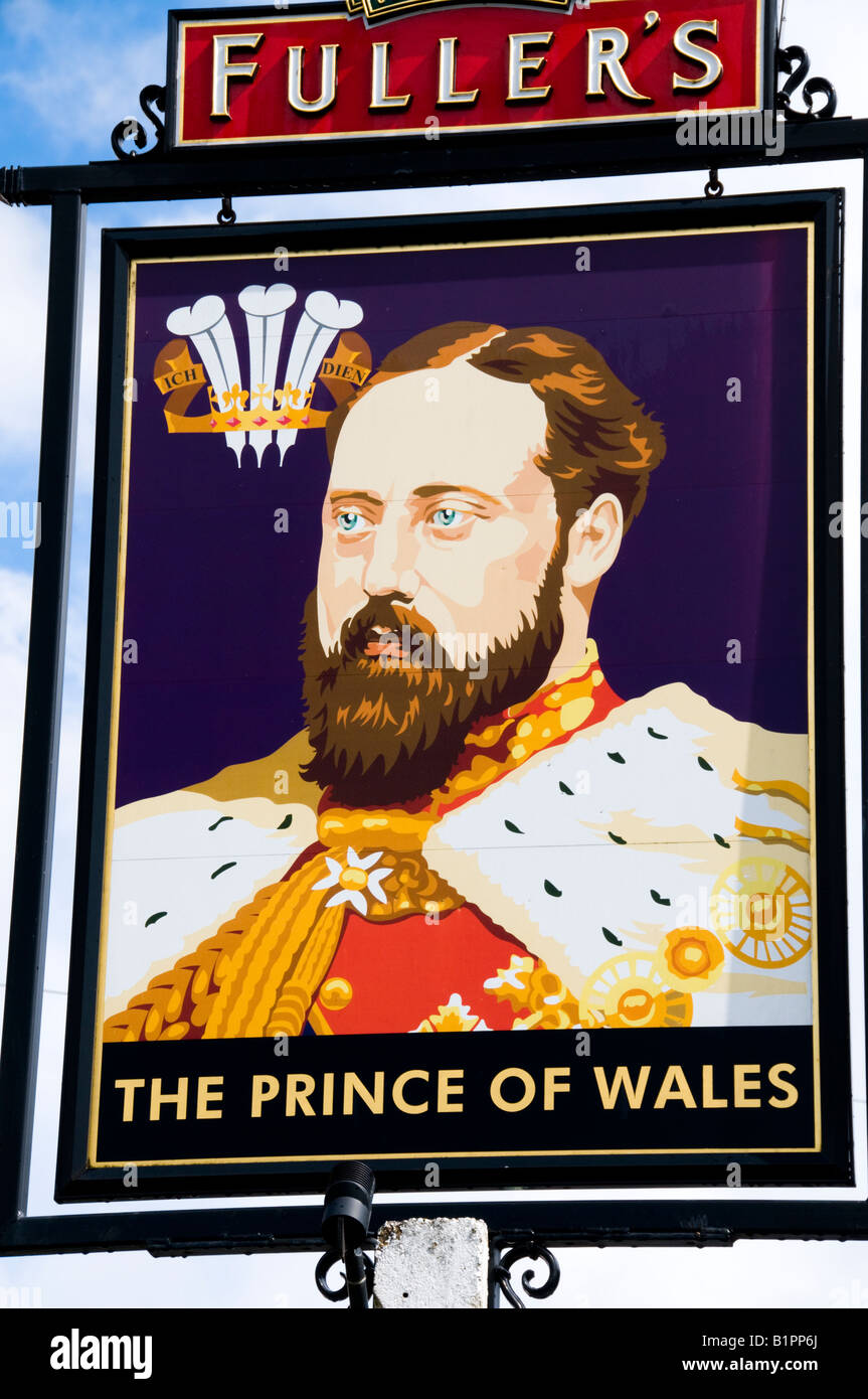 The Prince of Wales pub sign in Westcott, Surrey, England Stock Photo ...