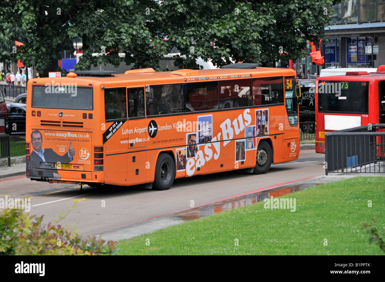 easyBus low cost coach with website address on side promoting airport ...