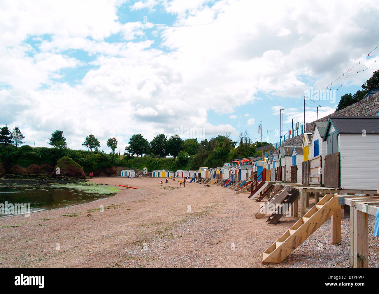 Beach Huts on Corbyn Head beach Torquay,Torbay,South Devon Stock Photo ...