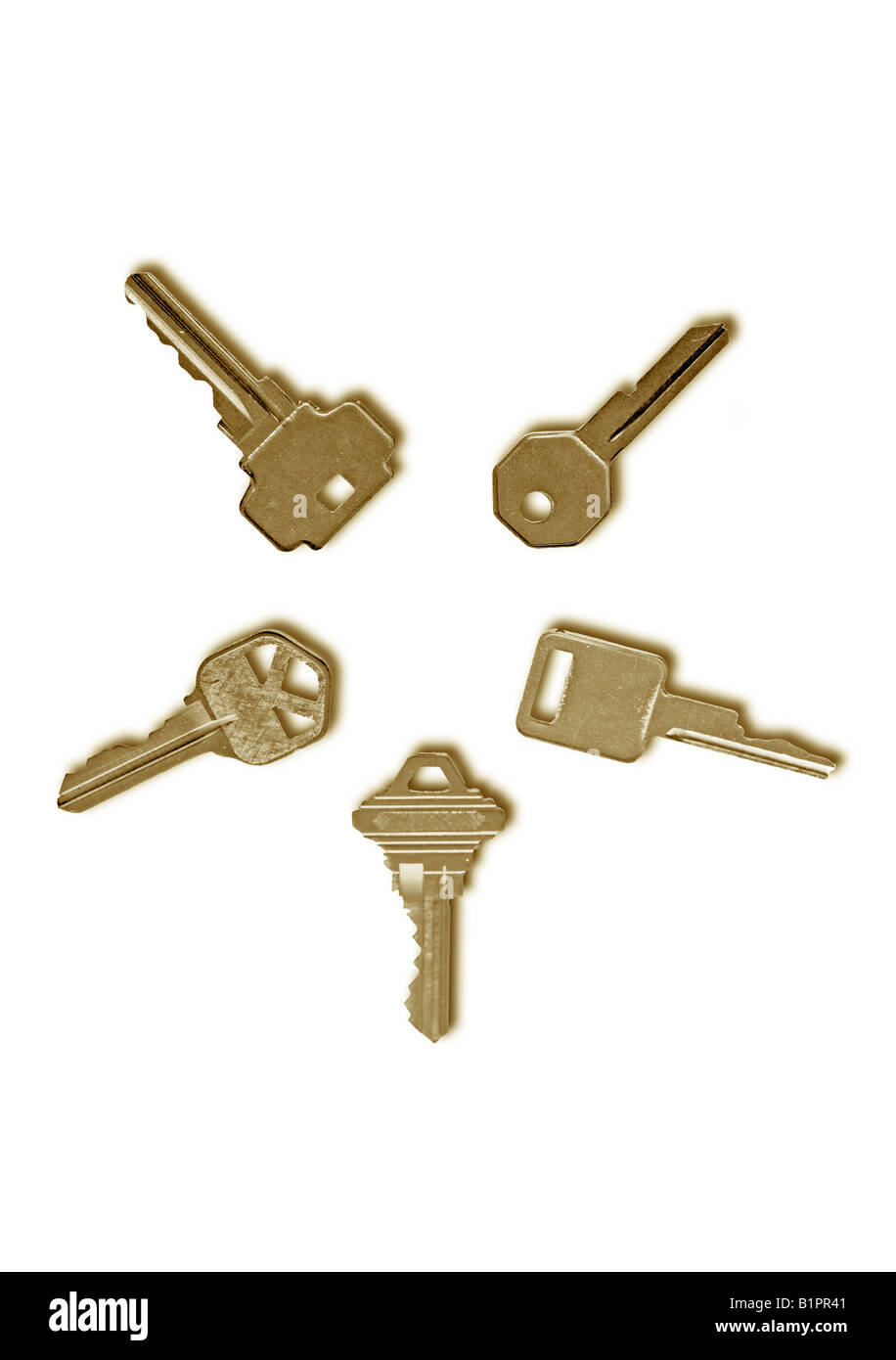 ring of golden keys in star pattern key Stock Photo - Alamy