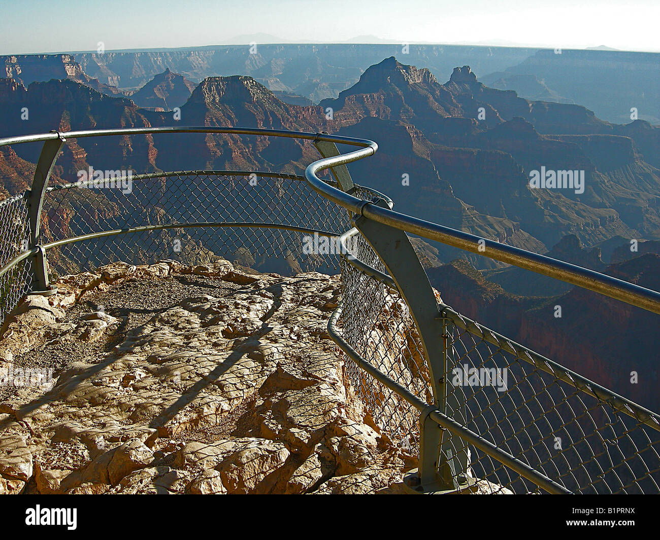 A viewpoint platform on the north rim of the Grand Canyon Arizona USA ...