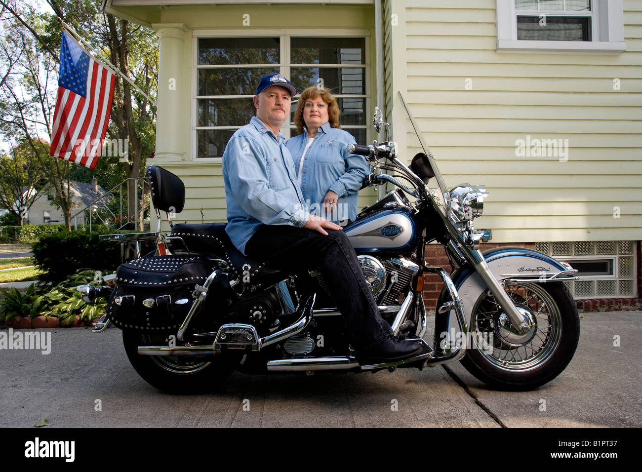 Couple riding harley davidson motorcycle hi-res stock photography and ...