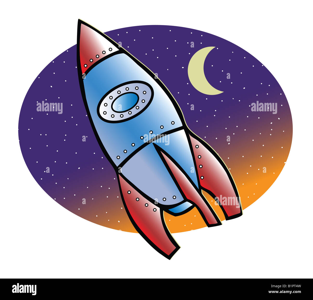 cartoon vector illustration of a cartoon rocket flying in space Stock ...