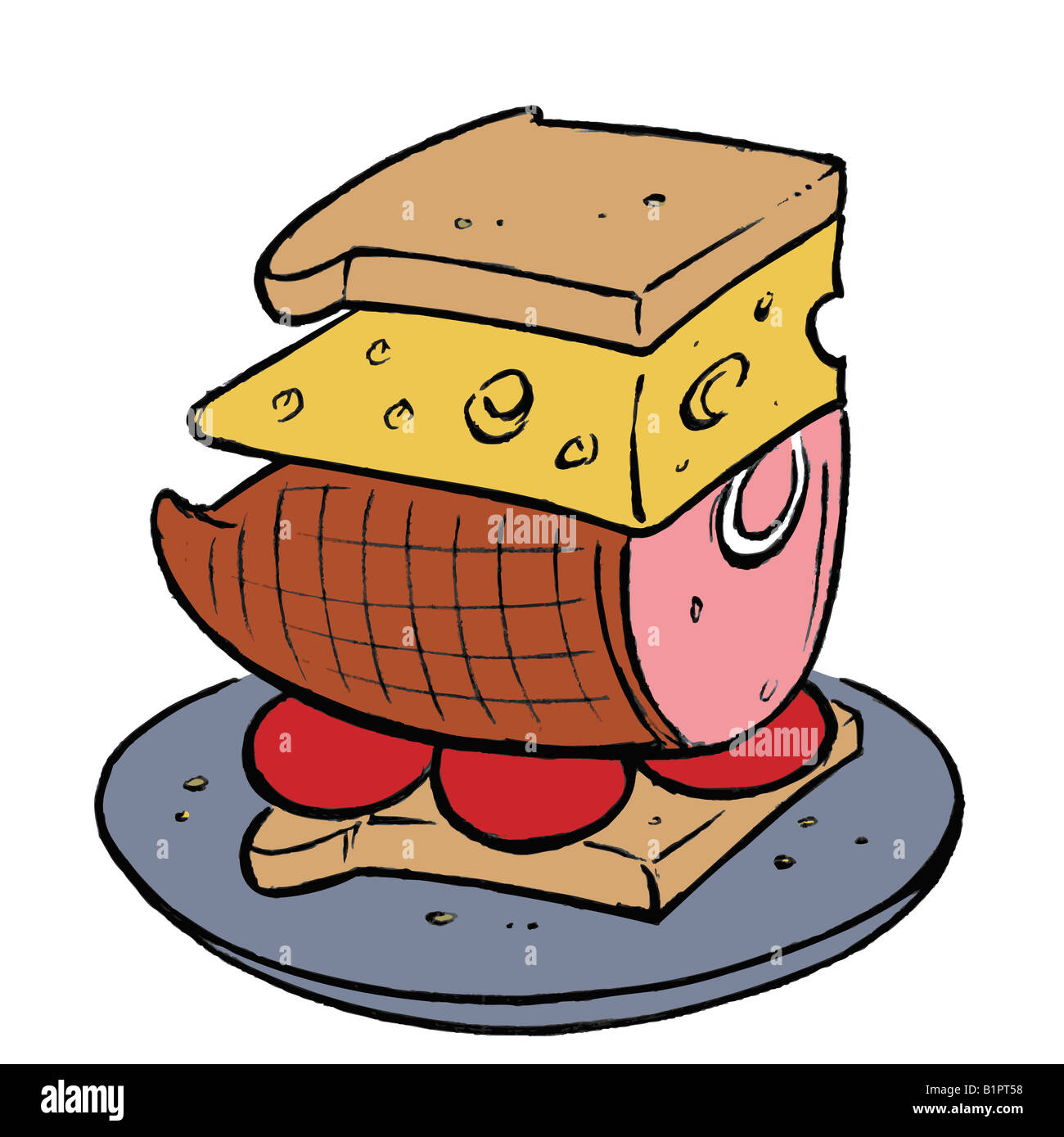 cartoon vector illustration of a large sandwich Stock Photo - Alamy