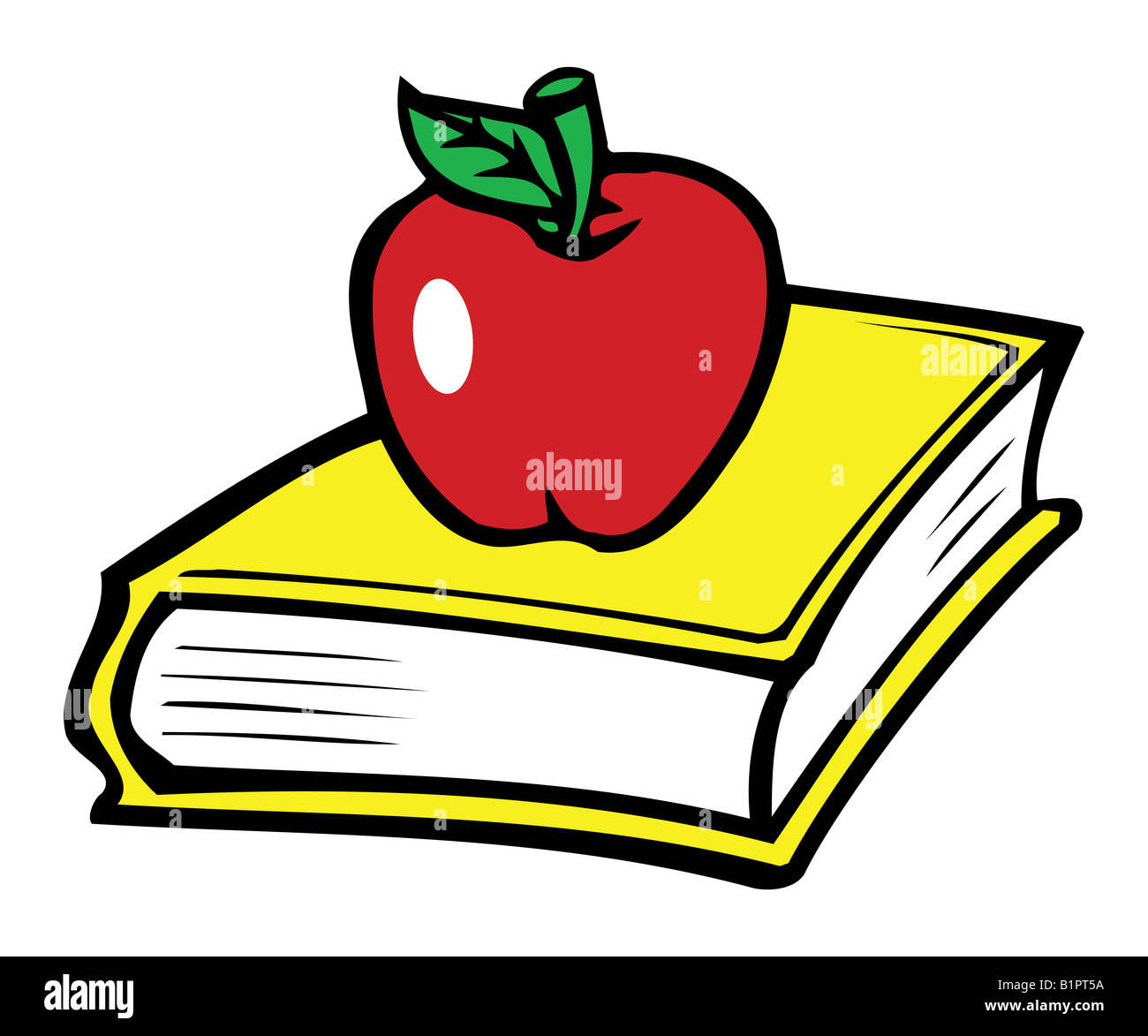 cartoon vector illustration of a apple on a schoolbook Stock Photo - Alamy