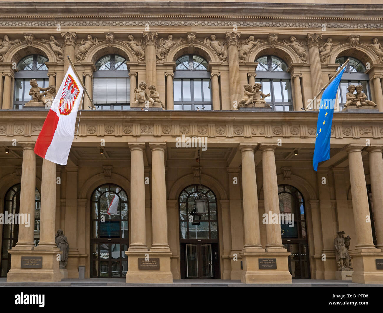 entrance in the facade storefront of the Frankfurt Stock Exchange Hesse ...