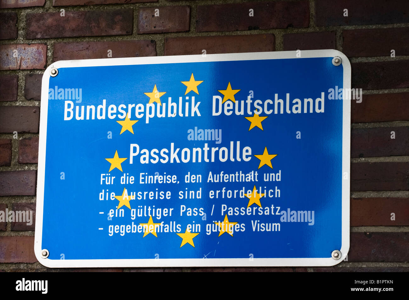 Border sign in a german harbour Stock Photo - Alamy