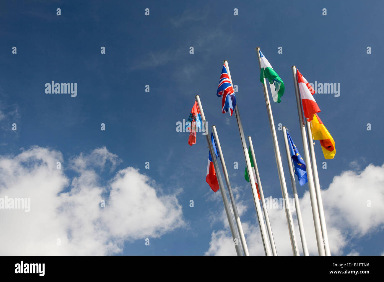 Flags in Arabba in the Italian Dolomites Stock Photo - Alamy