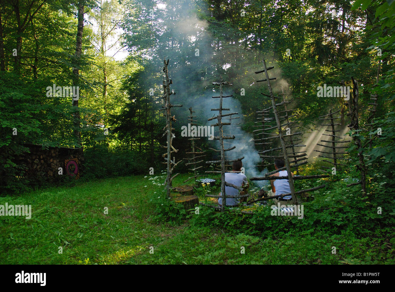 Nature, Outdoors, Open fire, Man, men, green, smoke Stock Photo - Alamy