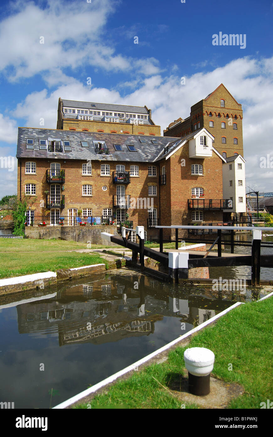 Coxes Lock and Mill, River Wey Navigations, Addlestone, Surrey, England ...