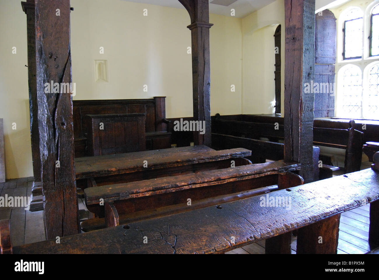 Wooden desks, Lower School ancient classroom, Eton College, Eton ...
