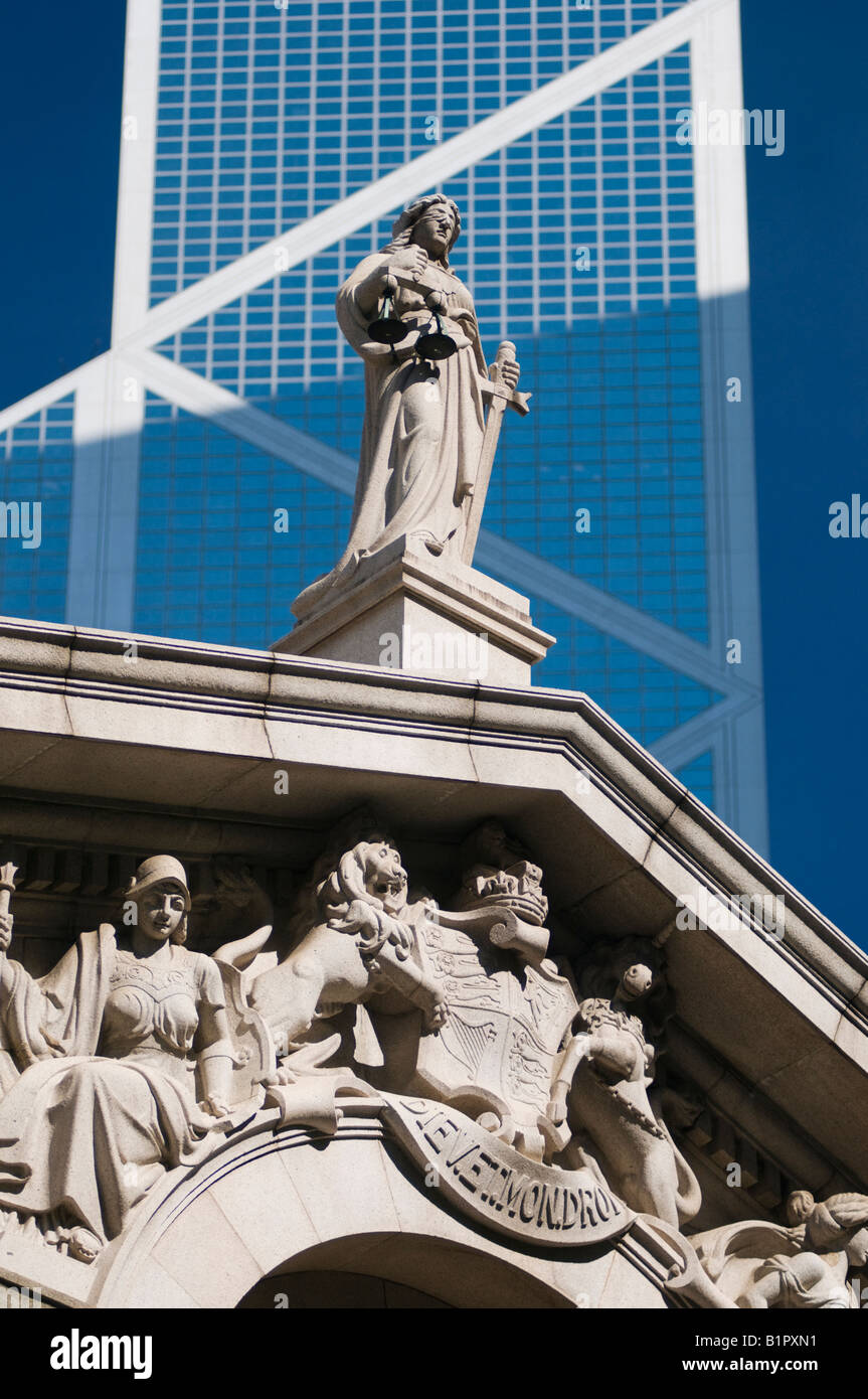 Themis the Goddess of Justice stands over the entrance of the ...