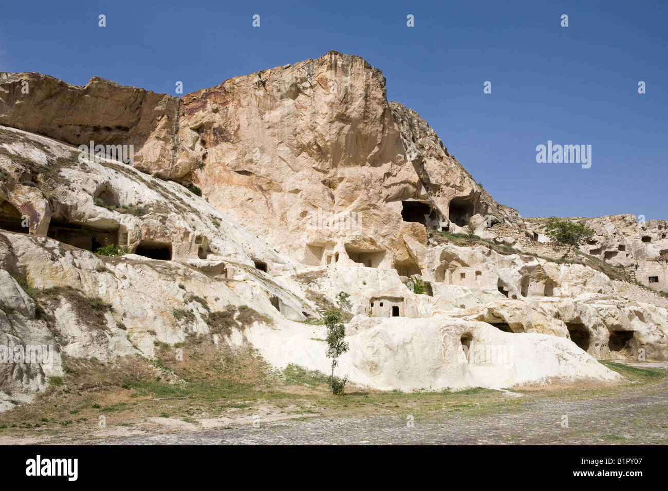 Remains of cave houses in the Urgup region of Cappadocia, Central ...