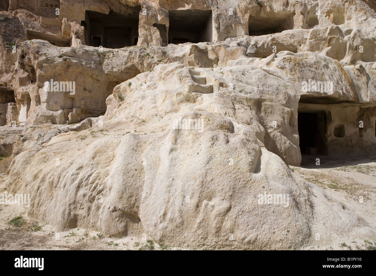 Remains of cave houses in the Urgup region of Cappadocia, Central ...