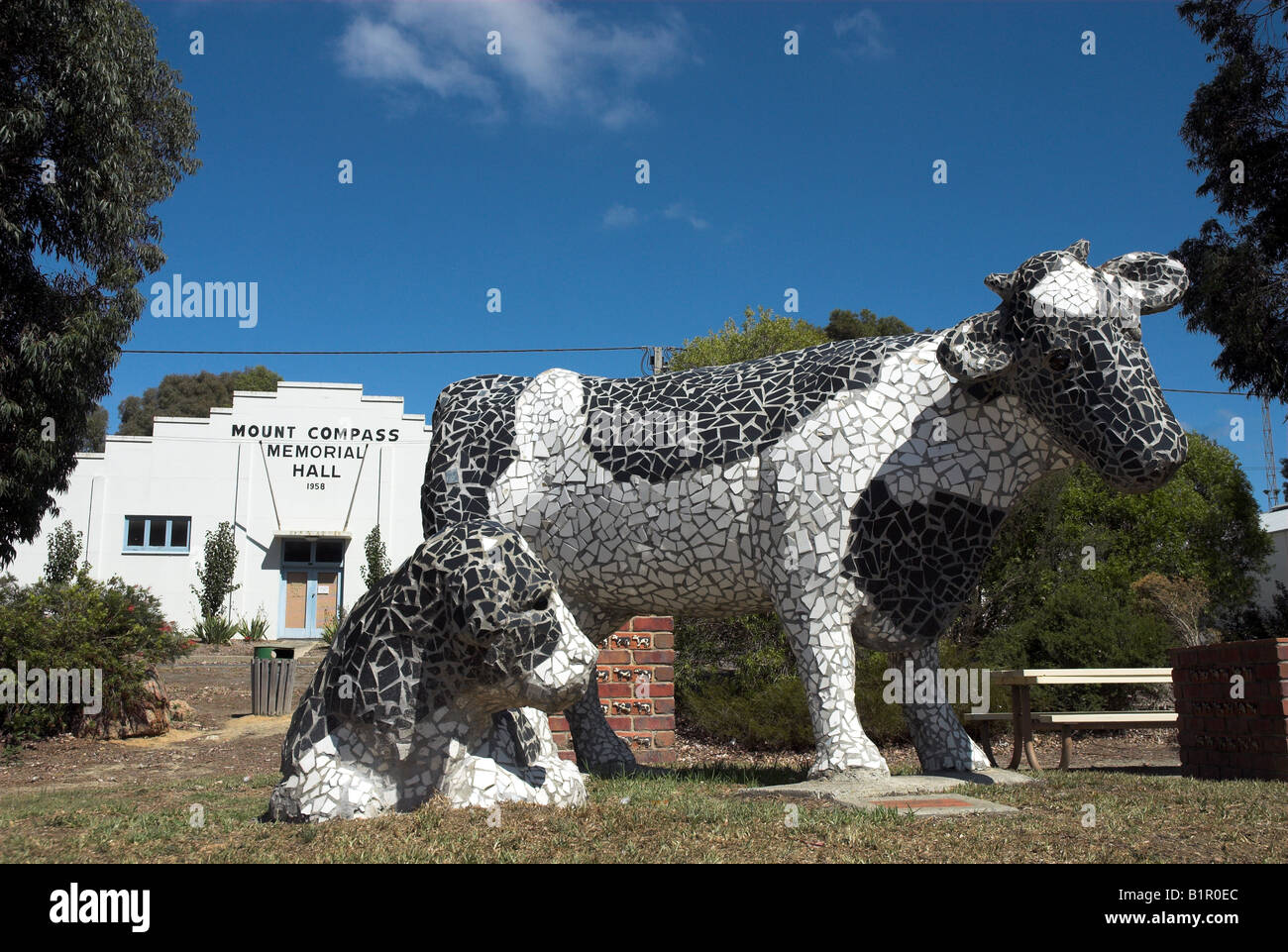 Cows covered in mosaic tiles, Mount Compass, South Australia Stock ...