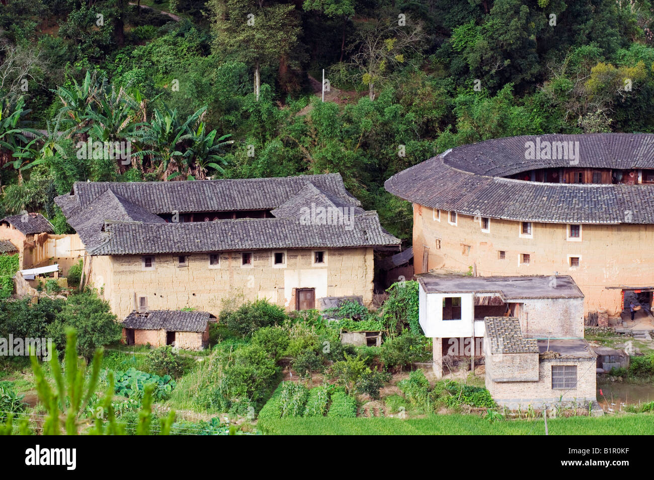 China Fujian Province Hakka Tulou round earth buildings on the Unesco ...