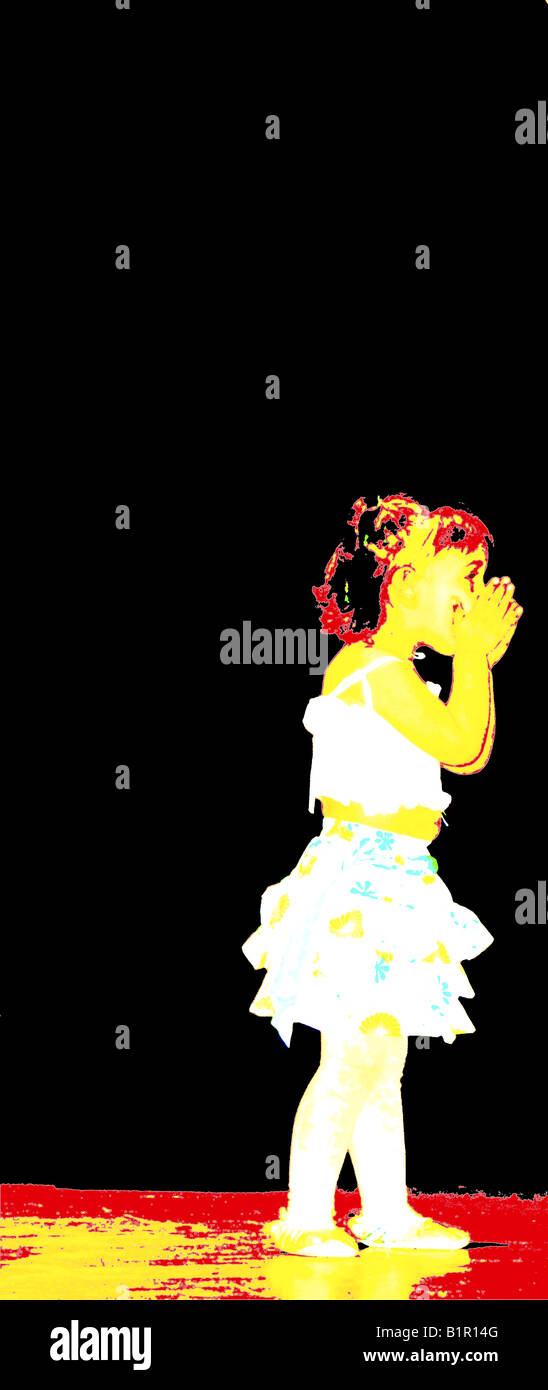 Little pretty girl - toddler, shouting Illustrated photo. Illustration ...