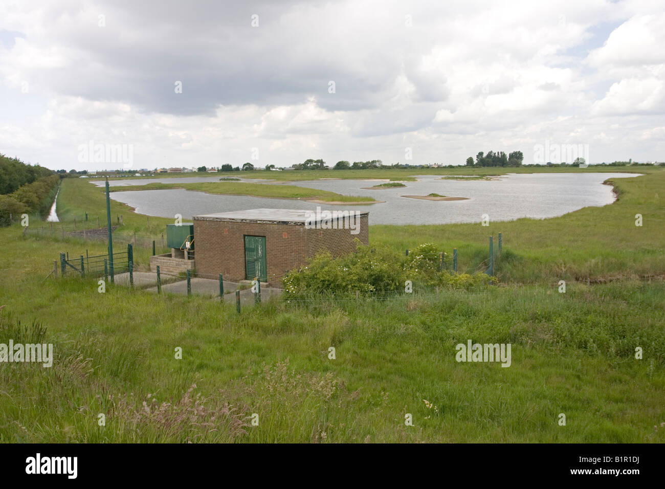 Tidal lagoon with pumping station salt marsh Freiston Shore ...