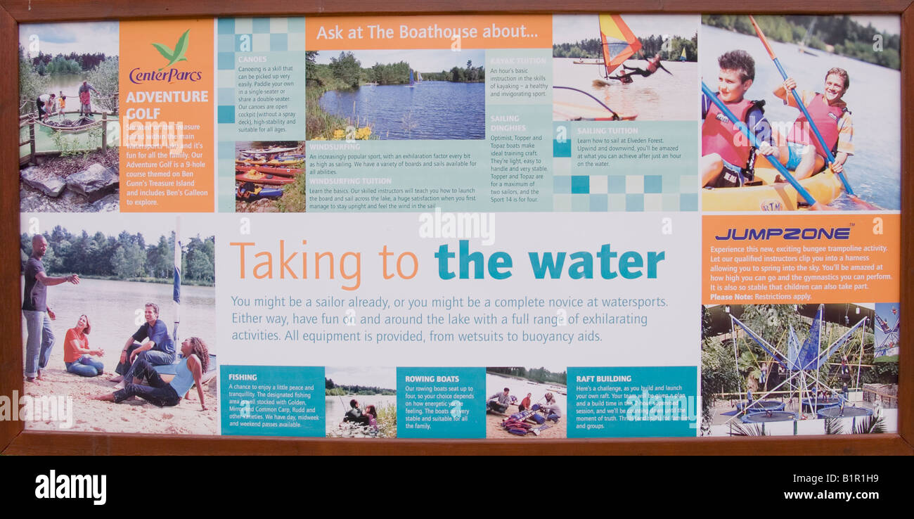 Sign At Center Parcs at Elveden near Thetford,Uk Stock Photo - Alamy