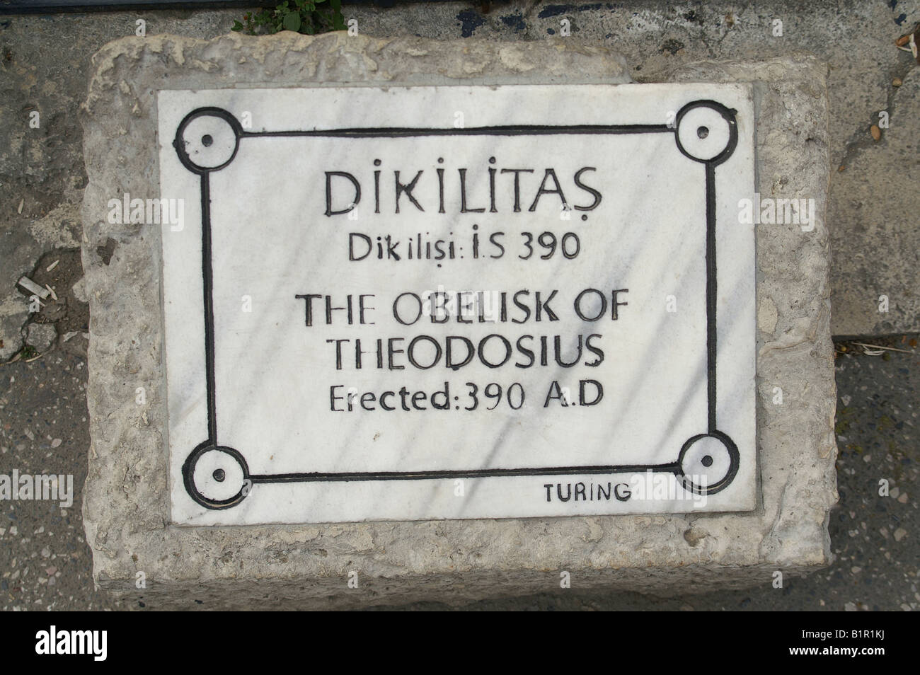 Base of Egypt obelisk plaque re Theodosius Istanbul Turkey Stock Photo ...