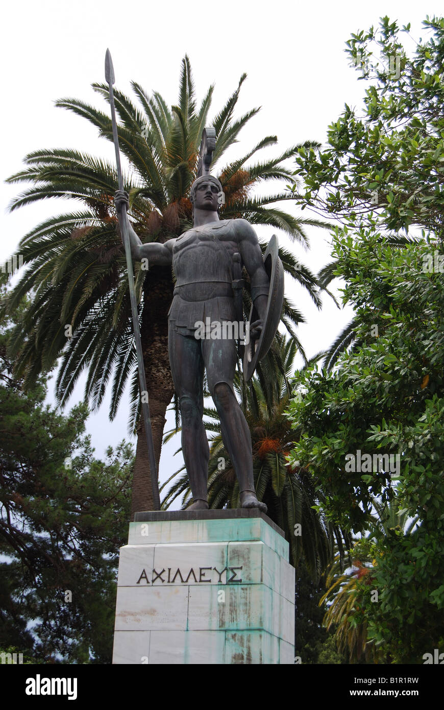 Archilles statue in grounds of Archilleion palace on greek island Corfu ...