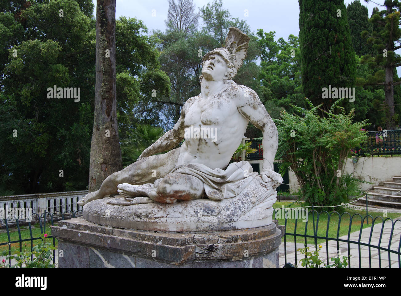 Archilles statue in grounds of Archilleion palace on greek island Corfu ...