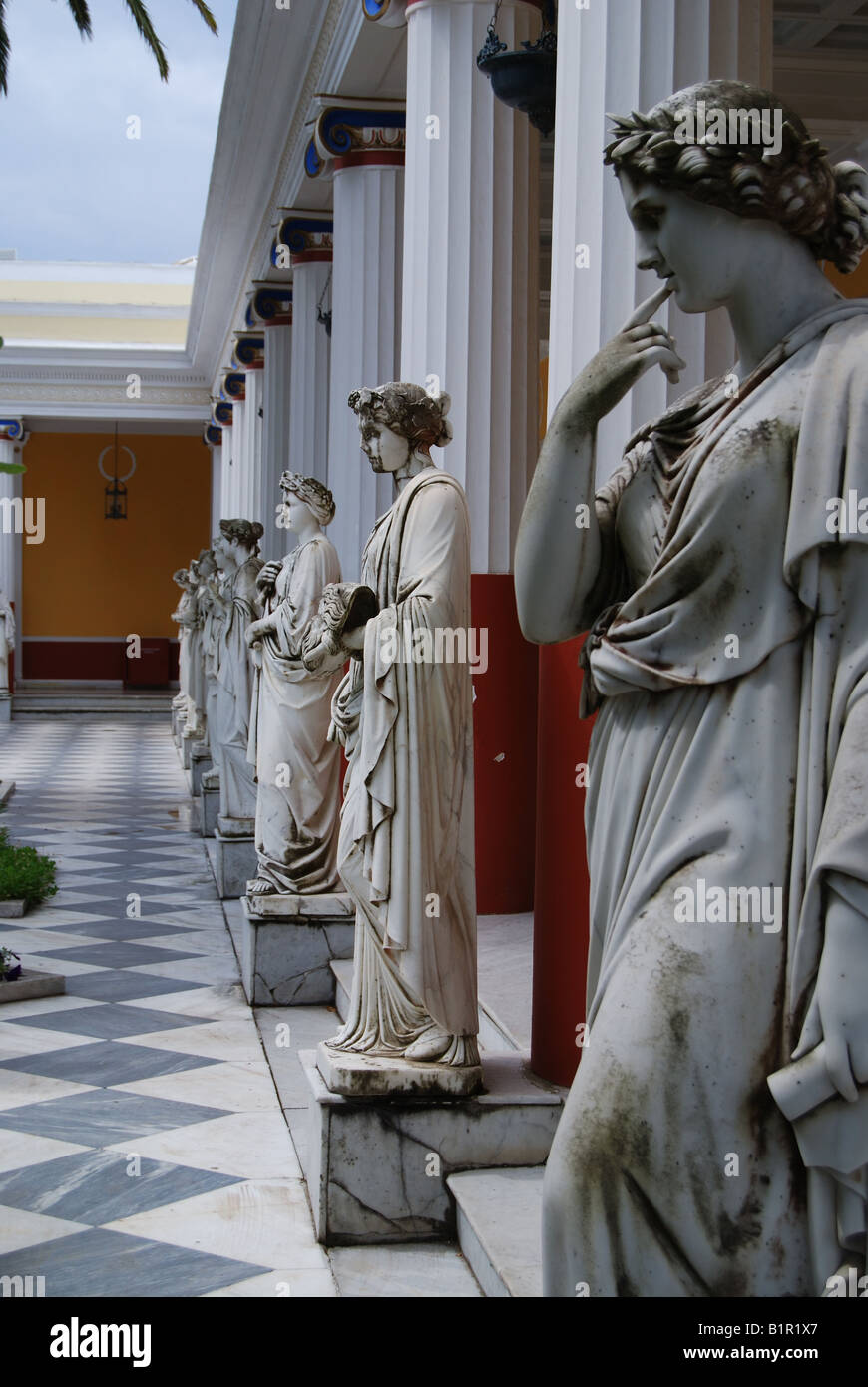 Greek statues in Archilleion palace corfu greece Stock Photo - Alamy